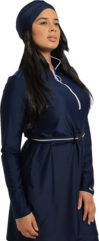 Ivory Blue Marine burkini van MYKINY BRAND, Maat XL, boerkini, burqini ...