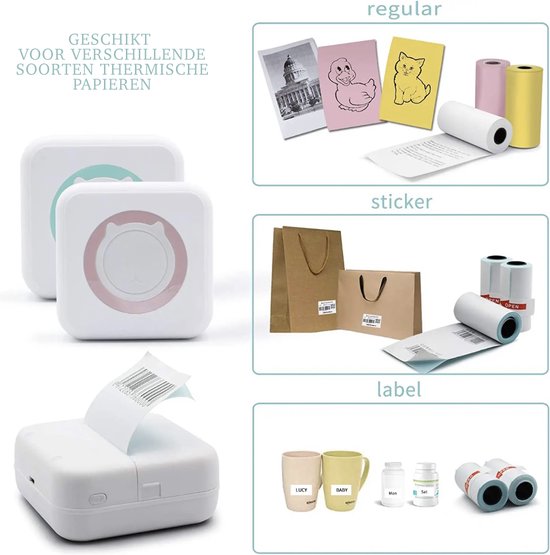 Mini Printer – Pocket Printer – Mobiele Fotoprinter Smartphone ...