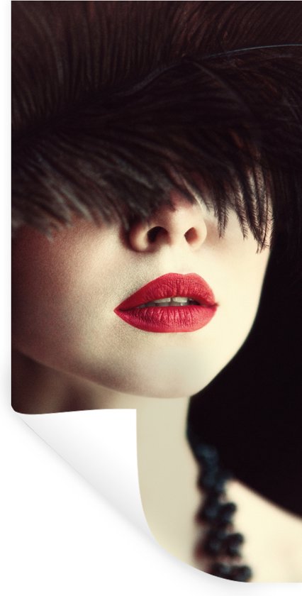 Muurstickers - Sticker Folie - Vrouw - Lippen - Rood - Portret - 20x40 ...