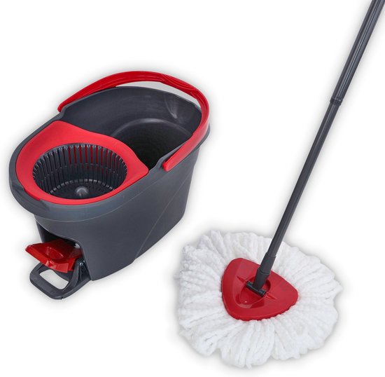 Turbo dweil - 3 in 1 mop met zwenkkop - pedaalemmer | bol.com