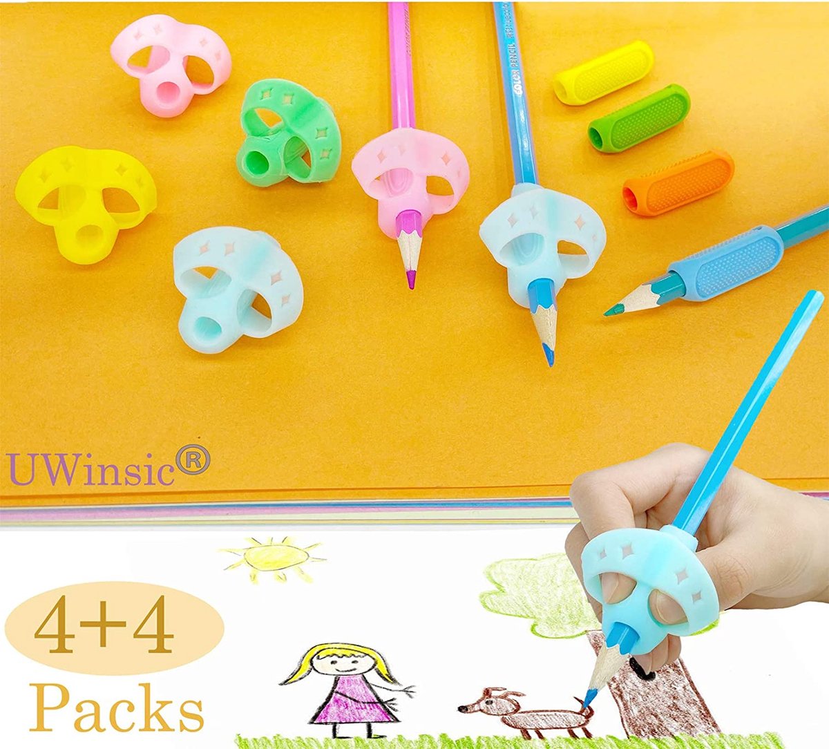 8 Pièces Poignées de Crayon d'Aide à l'Écriture Poignée de Stylo pour ...