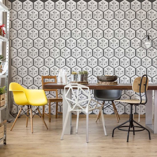 Fotobehang Modern 3D White And Grey Cube Pattern | VEL - 152.5cm x ...