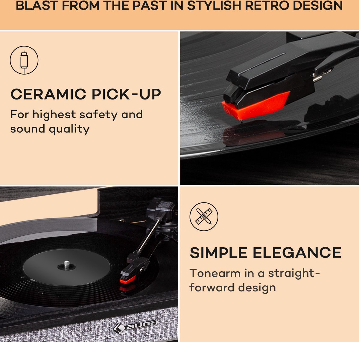 Auna Julie Ann platenspeler stereo-installatie | 3 snelheden: 33, 45 en ...