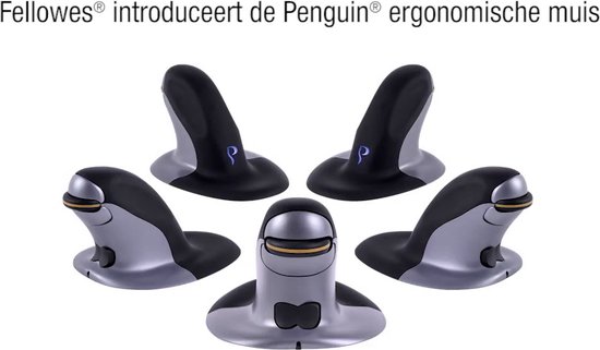 Fellowes ergonomische muis Penguin, kabel, medium, zwart met grijs | bol