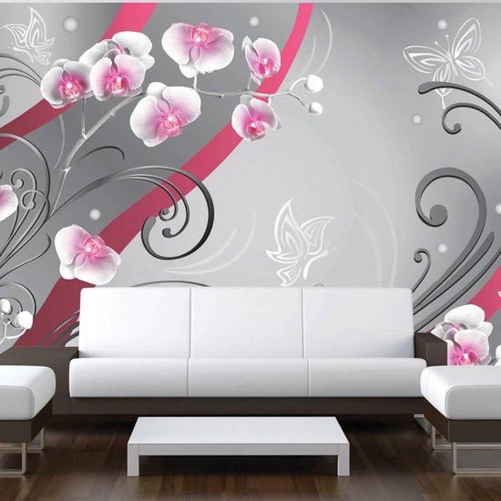 250cm X 175cm - Fotobehang - Roze orchideeën | bol.com
