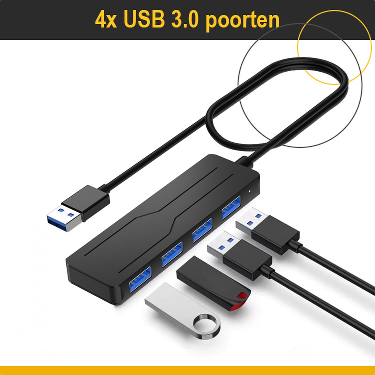 USB hub 3.0 - USB C hub - USB splitter - Kabel van 60cm - 4x USB-A 3.0 poorten -... | bol