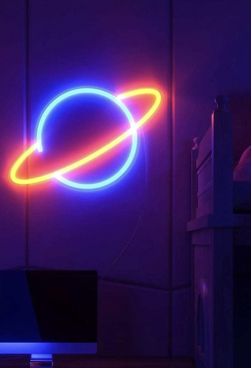 Neon verlichting planeet - Neon wandlamp - Neon ligt - Led - Blauw ...