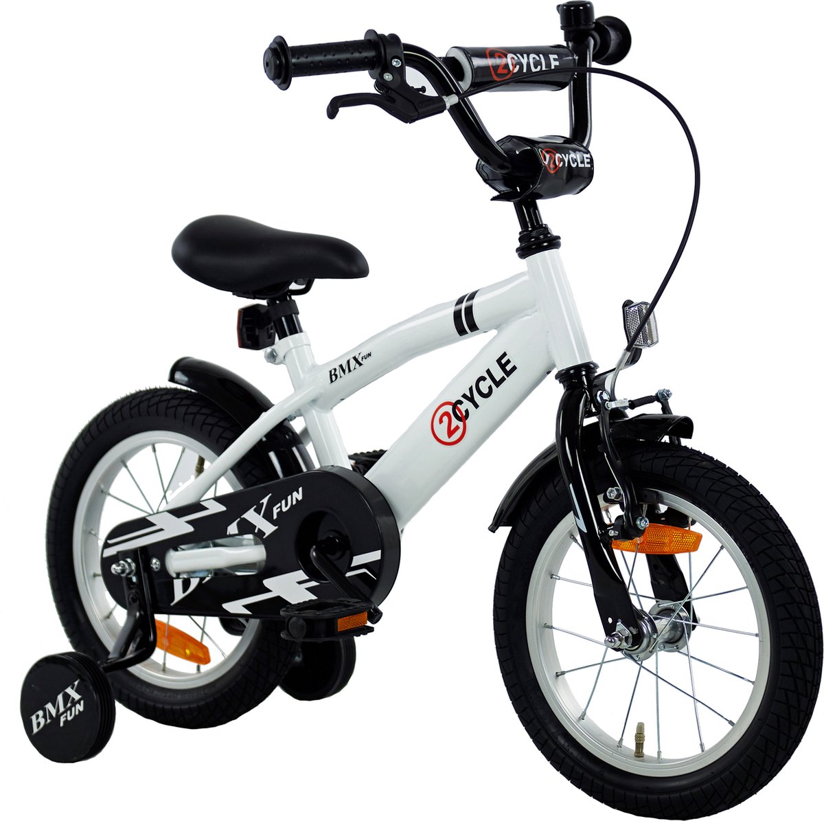 2Cycle BMX-Fun Kinderfiets - 14 inch - Wit - Jongensfiets | bol.com