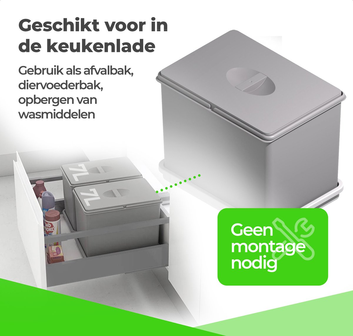 Eleganca afvalbak 14 Liter - vuilnisbak - geschikt voor plaatsing in ...