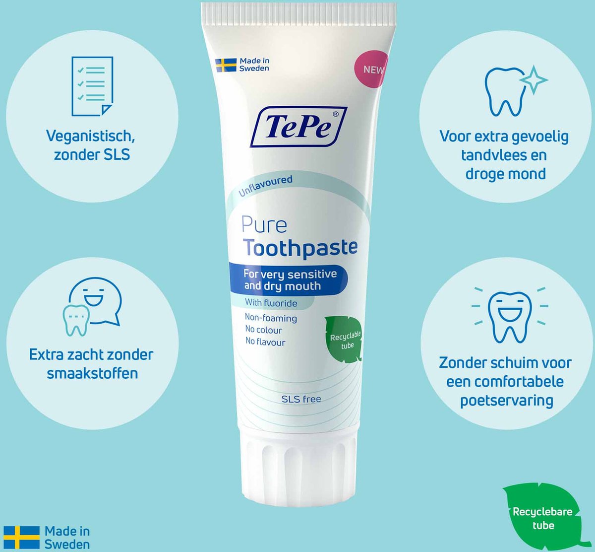 TePe Pure™ Tandpasta – Unflavoured – tandpasta zonder smaak – fluoride ...