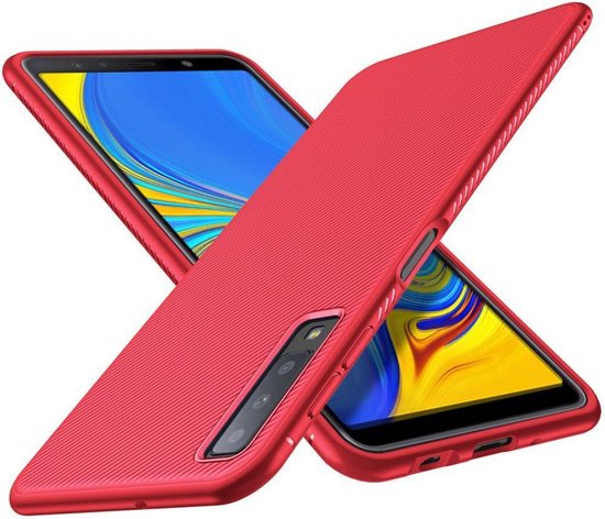 Samsung Galaxy A7 2018 Twill Slim Texture Back Cover Rood | bol.com