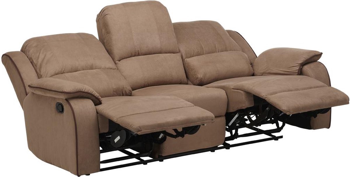 Driezits relaxbank microvezel HERNANI - Taupe L 210 cm x H 99 cm x D 96 ...