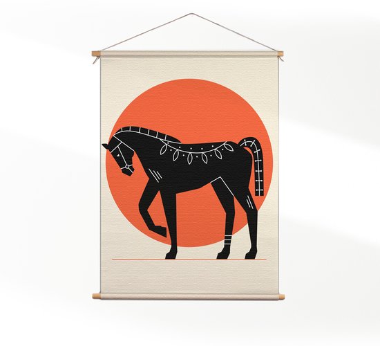 Textielposter Abstract Paard XL (125 X 90 CM) - Wandkleed - Wanddoek - Wanddecoratie | bol