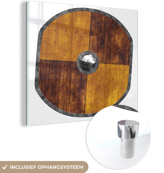 MuchoWow® Glasschilderij 50x50 cm - Schilderij acrylglas - Houten schild van een... | bol