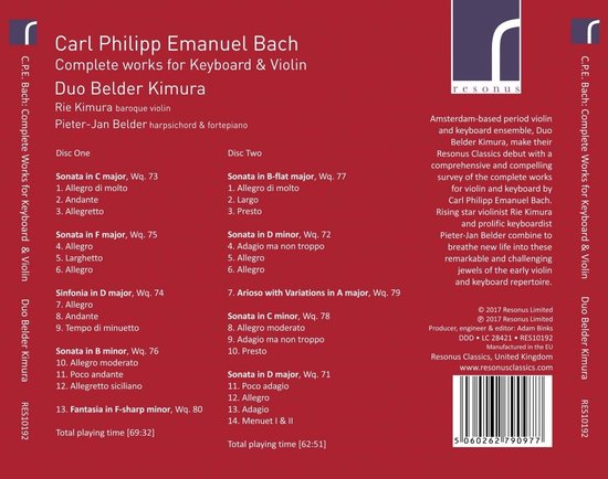Duo Belder Kimura, Rie Kimura, Pieter-Jan Belder - C.P.E. Bach ...