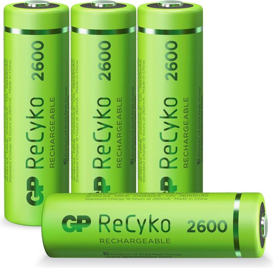 GP ReCyko Oplaadbare AA batterijen 2600 mAh - 4 stuks | bol.com