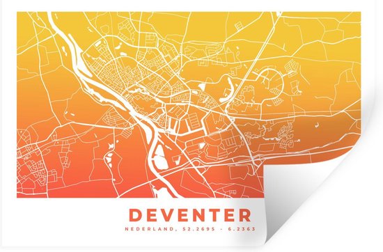 Muurstickers - Sticker Folie - Stadskaart - Deventer - Oranje - Geel ...