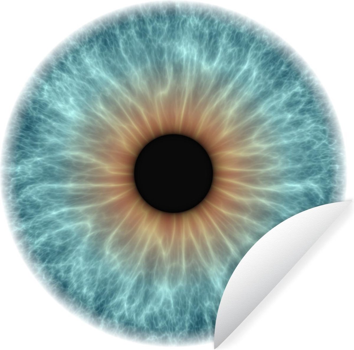 Sticker papier peint cercle mural iris d'oeil bleu mer 100x100 cm / cercle de papier... | bol.com