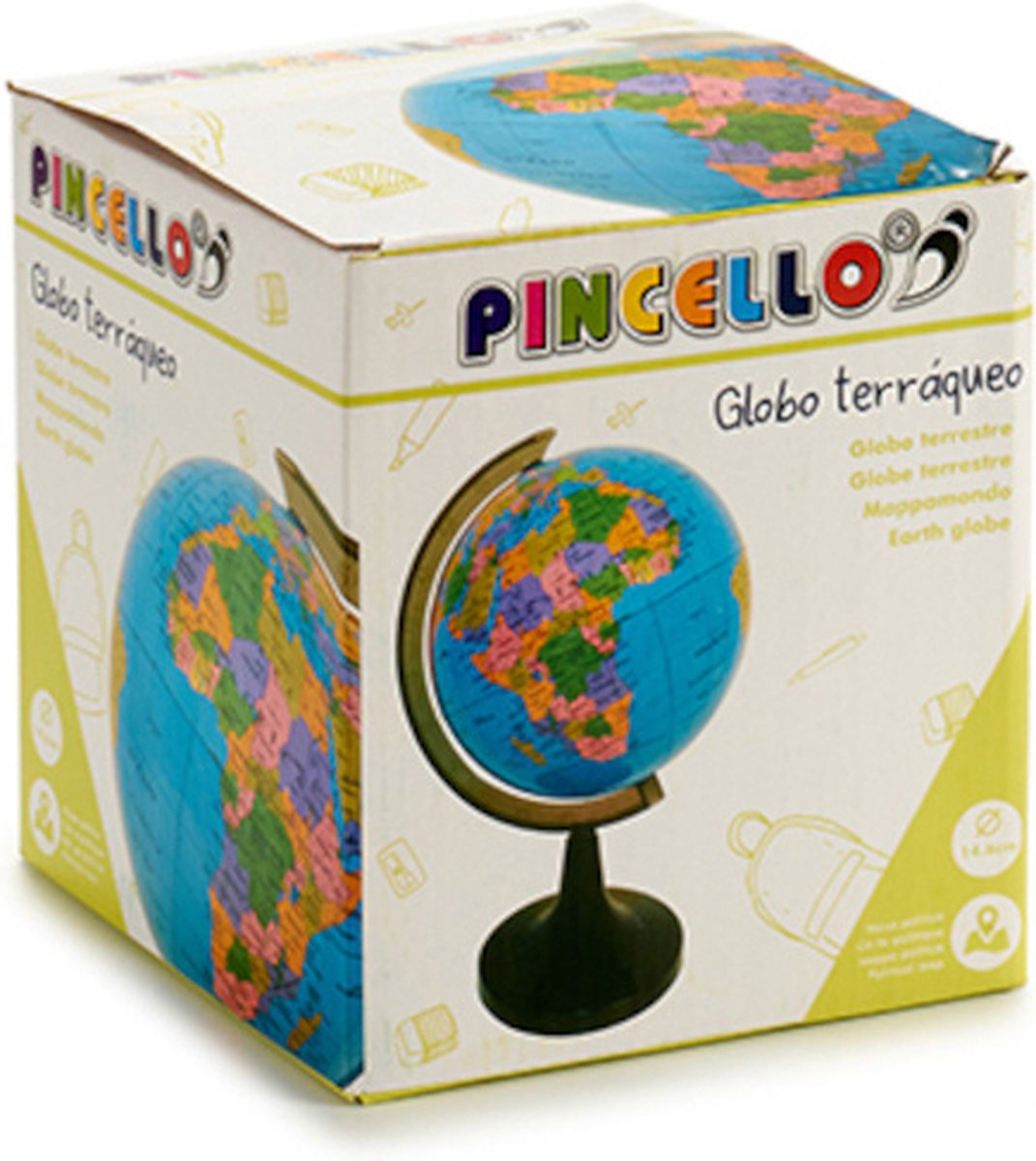 Pincello Wereldbol Junior 16 X 15 X 23 Cm Blauw/zwart | bol.com