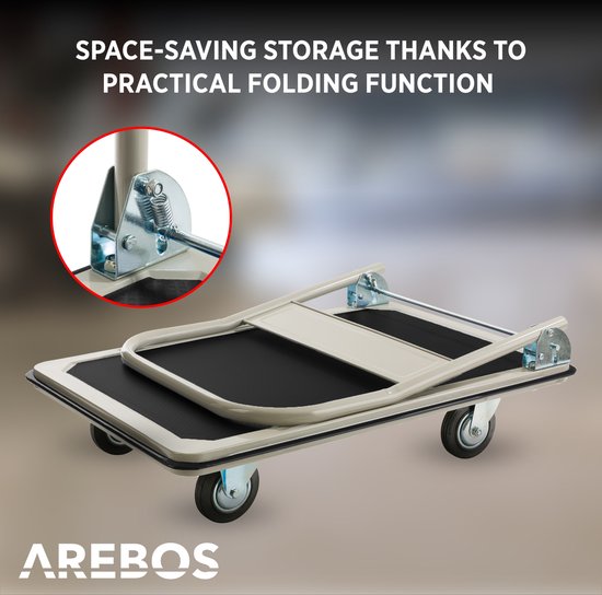 AREBOS Platform Trolley Transportwagen Handtruck Trolley 300 kg zwart | bol