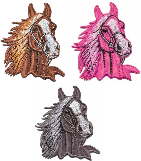 Paard applicaties - 3 stuks - Strijk Embleem Patch - set van 3 | bol