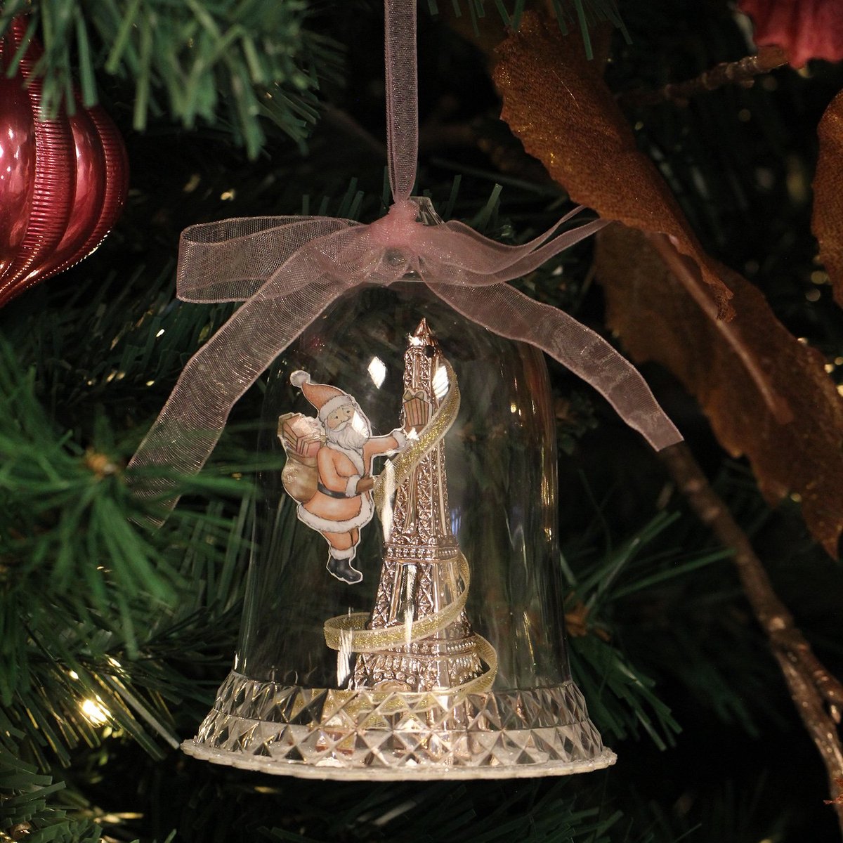 Kurt S. Adler Kerstornament - Kerstman aan Eiffeltoren in kerstbel ...