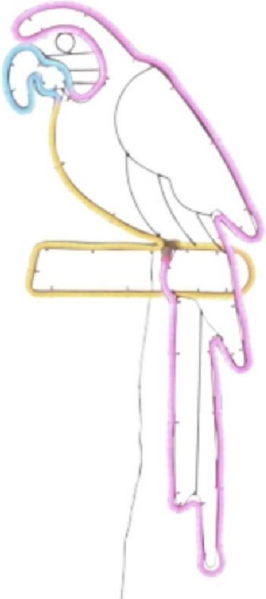 Neon papegaai - roze geel blauw led modern hip - sfeerlamp muurlamp ...