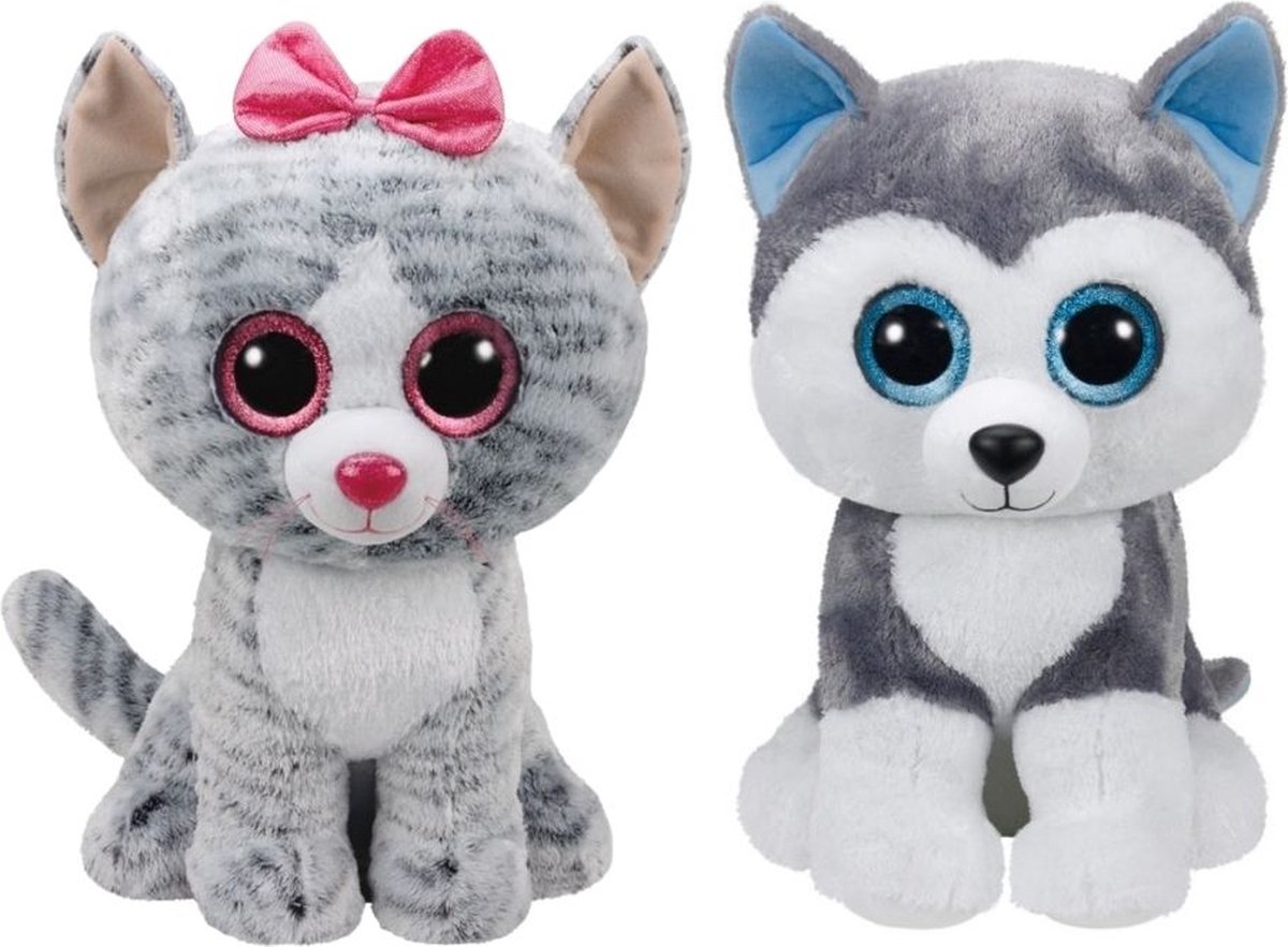 Ty - Knuffel - Beanie Boo's - XL Kiki Cat & Slush Husky | bol