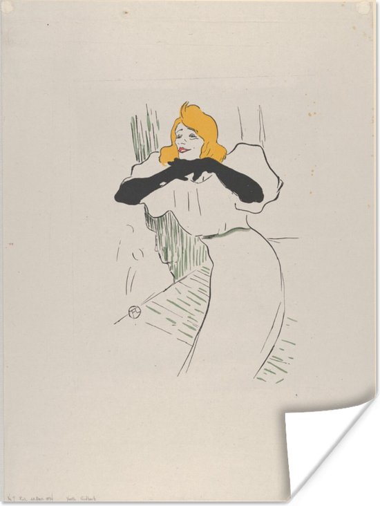 Poster Yvette Guilbert - Schilderij van Henri de Toulouse-Lautrec ...
