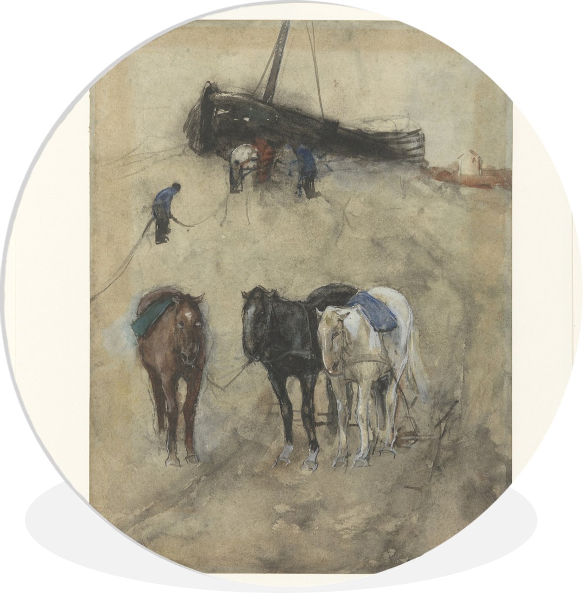 Wall Circle - Wall Circle Indoor - Paarden sur la plage avec une ...