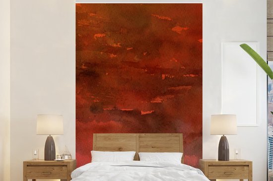 Behang - Fotobehang Waterverf - Rood - Tint - Breedte 200 cm x hoogte ...