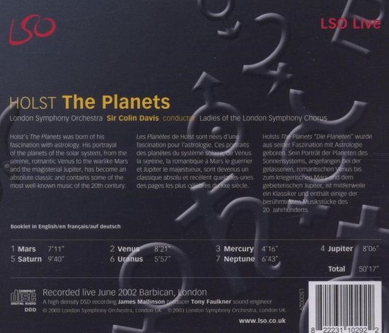 London Symphony Orchestra - Holst: The Planets (CD), Davis | Muziek | bol