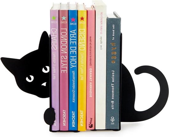 Book Stand Hidden Cat Color Black - 2 Units Metal - Multicolor Shape ...