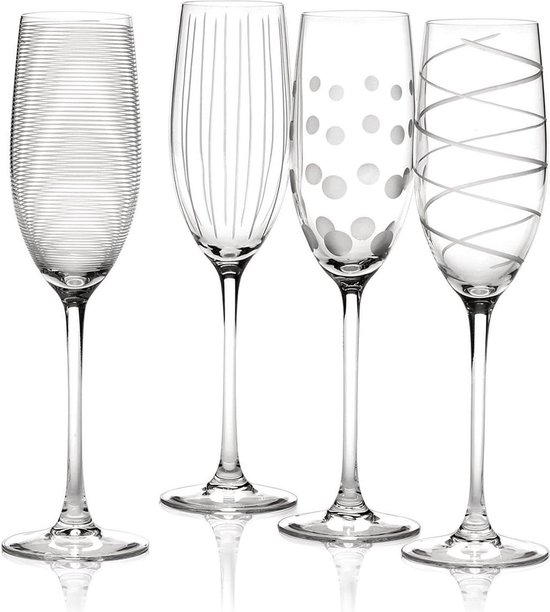 Glazen champagneglazen set 4-delig - extravagante ontwerpen - 250 ml | bol