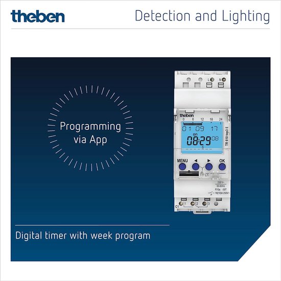 Theben TR610 top3 Digitale 1-kanaals timer - App-programmering - Voor ...