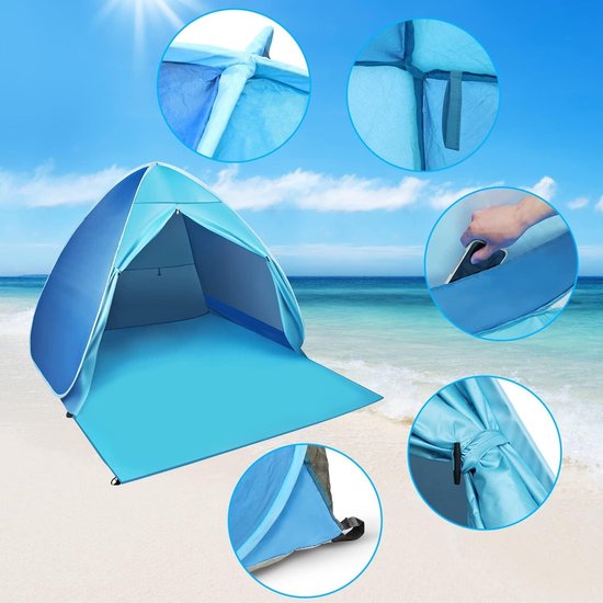 Strandtent pop-up met uv-bescherming en windbescherming 2-3 personen ...