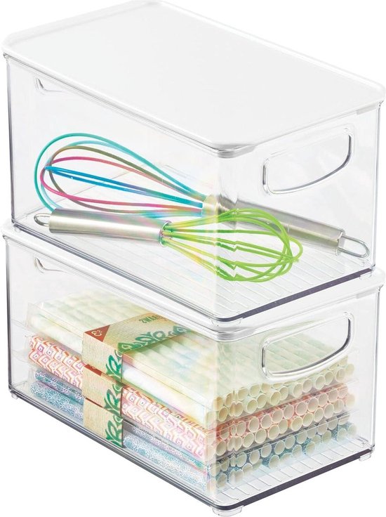 Set of 2 Kitchen Cabinet Organizers - Practical Food Storage Box with ...