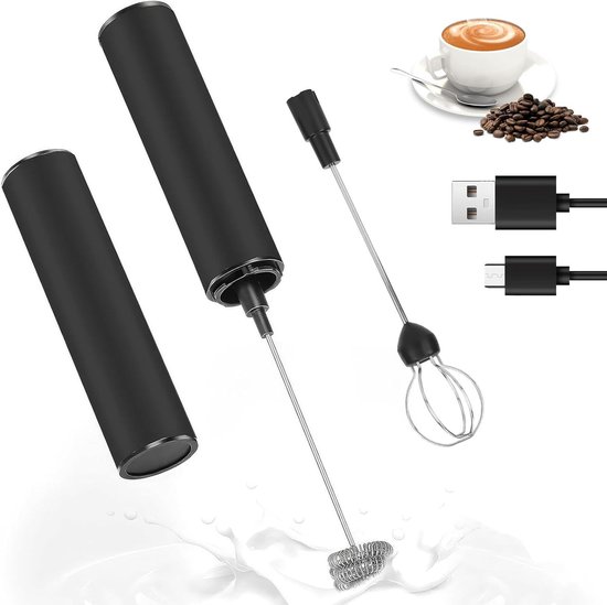 Elektrische melkopschuimer met USB-oplaadbaar en 2 snelheden voor koffie - latte -... | bol