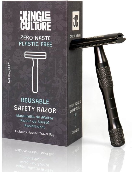 Jungle Culture Metallic Zwart Safety Razor - Duurzaam Zero Waste ...