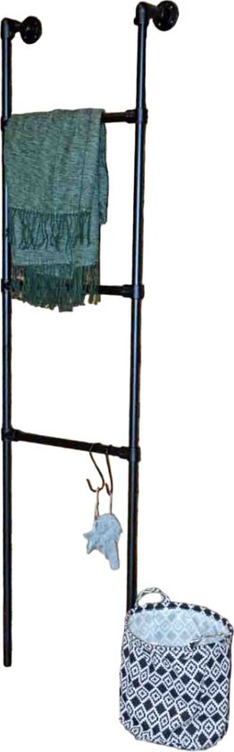 Design85 Wandladder - Kledingrek van Steigerbuizen - Zwart - 1 Stuk ...