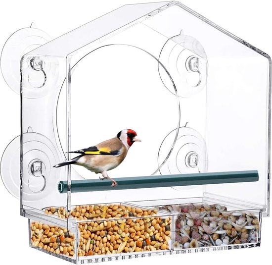 Vogelvoederbak voor raam - transparant venster vogelvoeder met sterke ...