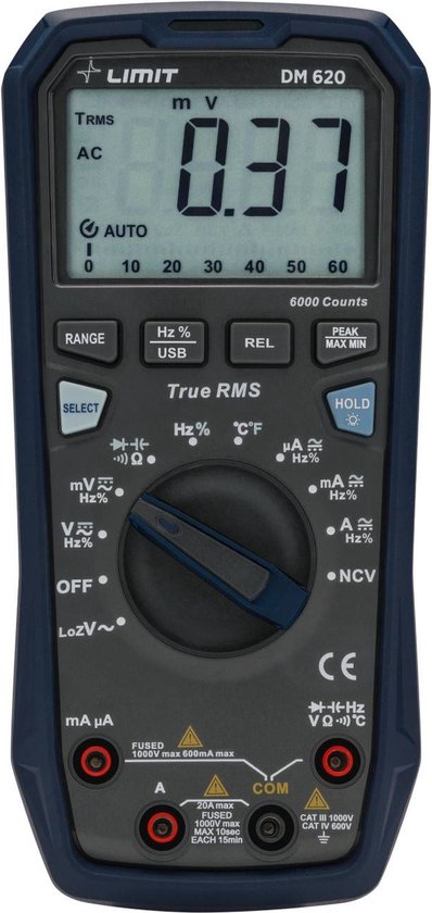 Digitale multimeter CAT III 1000V / CAT IV 600V meet AC/DC stroom DC/AC ...