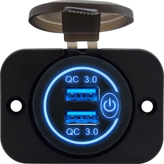 ProRide 12V USB Stopcontact 2 Poorten Inbouw met Schakelaar - QC3.0 ...