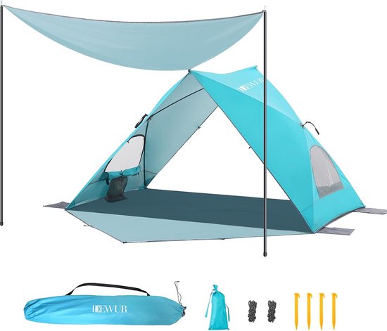 Triangle Beach Shelter 2-4 Persoons Pop-up Strandtent met Luifel UPF 50 ...