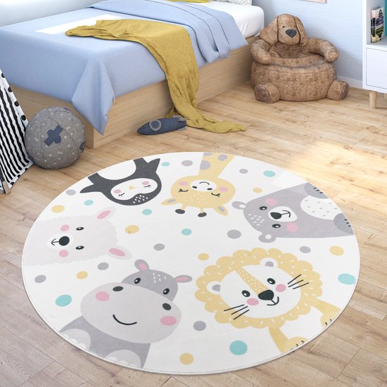 Paco Home Vloerkleed Kinderkamer Rond Tapijt Kinderkamer Dierentuin ...