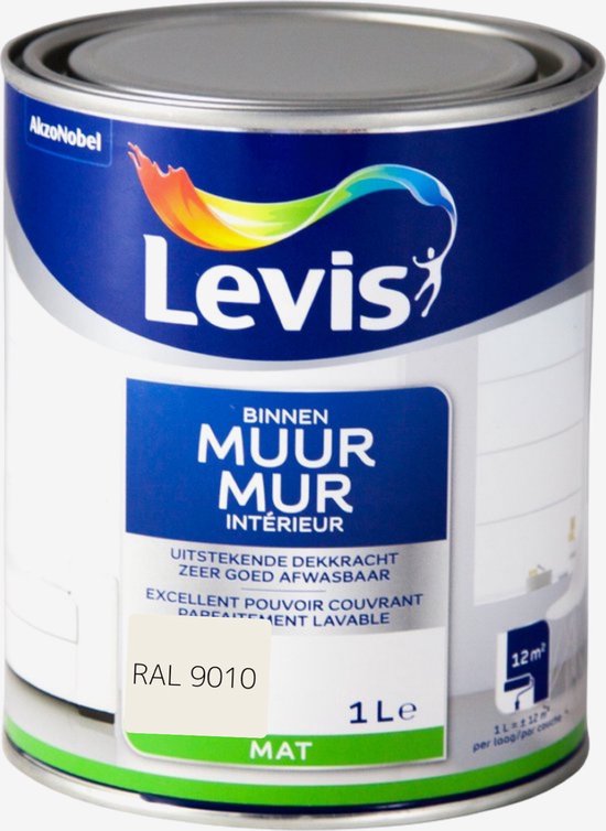 Levis muur binnen mat ral 9010 1L | bol