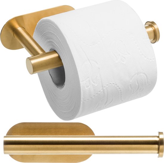 Wc Rolhouder Goud - Zonder Boren - Gouden Toiletrolhouder Zelfklevend | bol