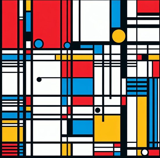 Line art mondriaan schilderij | The Colorful Geometry: A Tribute to ...