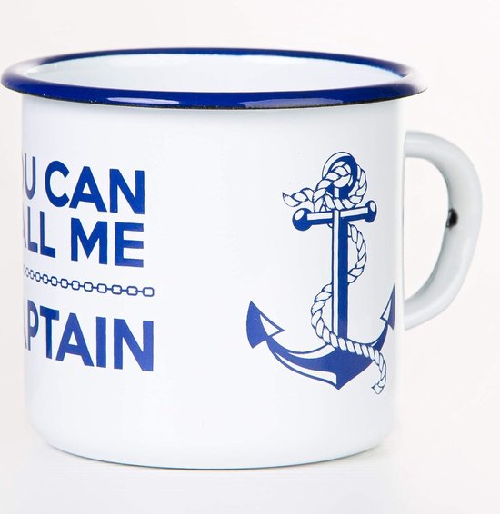 Emaille mok You can call me Captain - 330 ml outdoor mok met spreuk ...