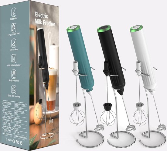 Elektrische Melkopschuimer Handheld Garde - Rvs Stand - Dubbele Roerkop - Cappuccino... | bol